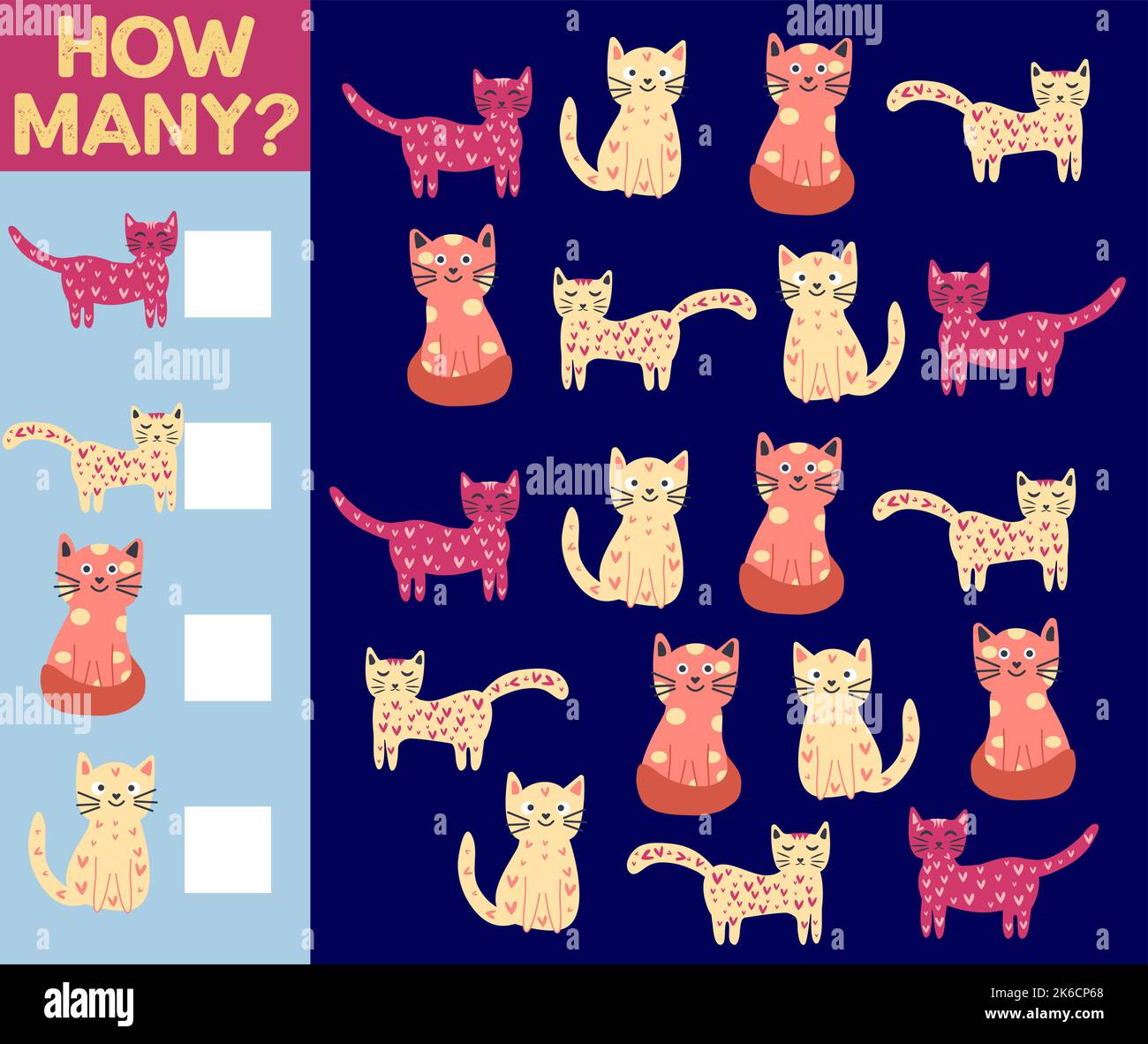 How many Cat, game for children. How many are they game. Count the Cats ...