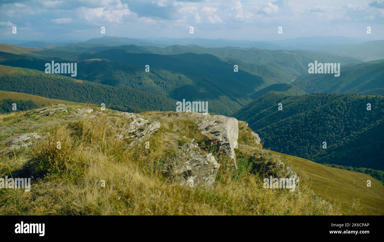 View on beautiful hills valley between mountains. Aesthetic landscape ...