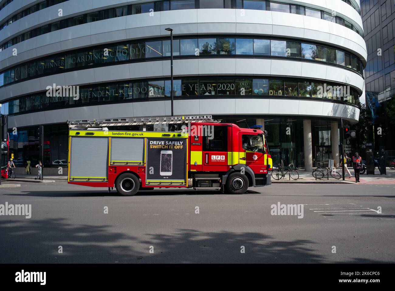London Fire Brigade engines wait at Westminster Bridge as part of the ...