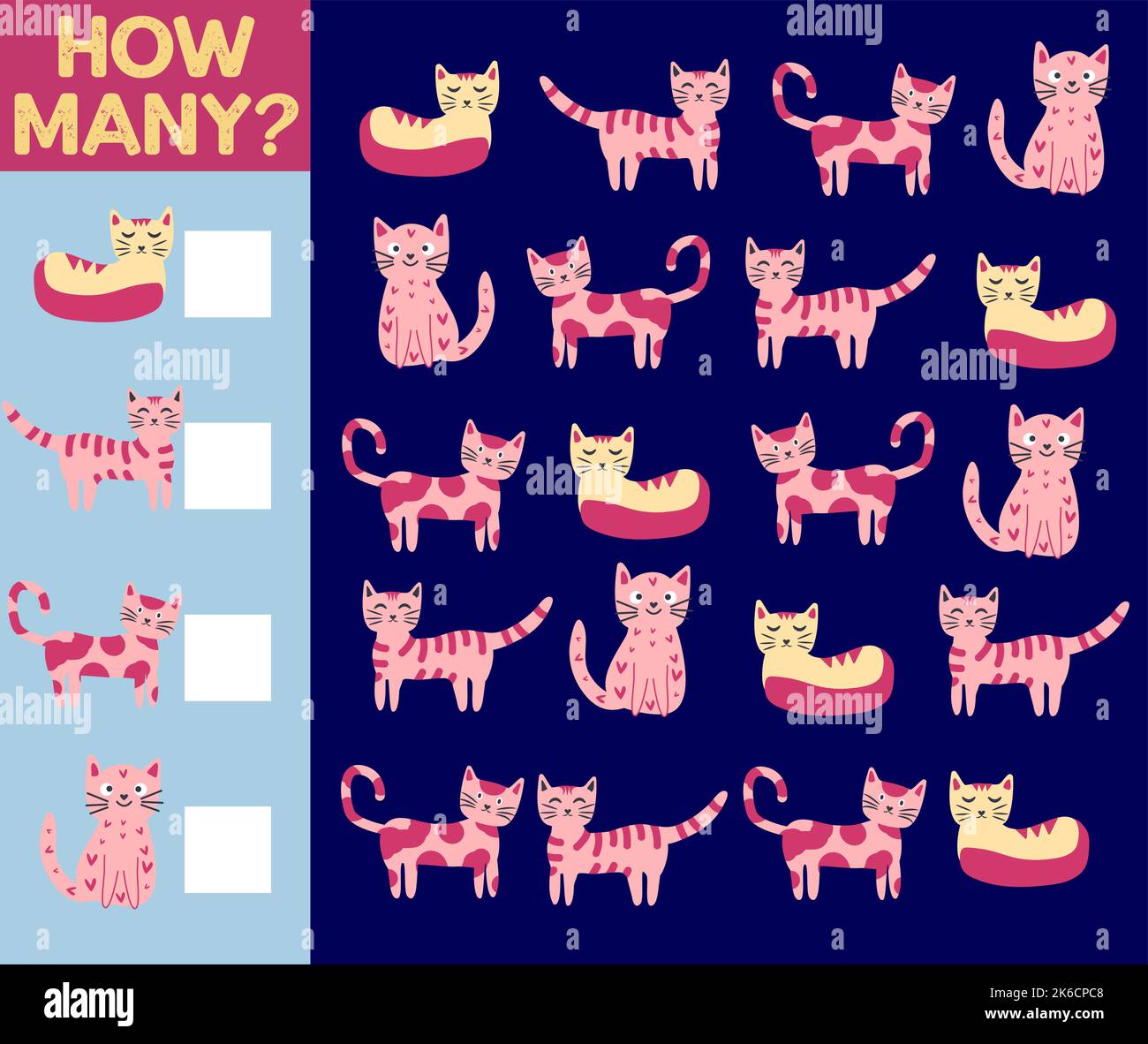 How many Cat, game for children. How many are they game. Count the Cats ...