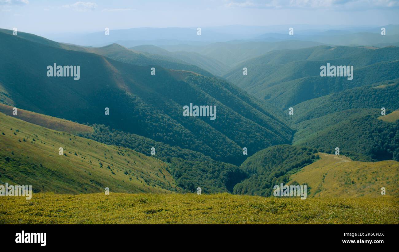 View on beautiful hills valley between mountains. Aesthetic landscape ...