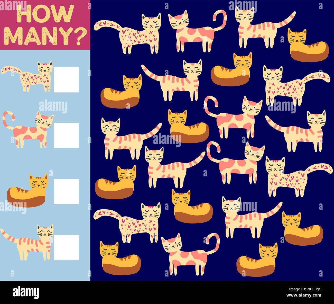 How many Cat, game for children. How many are they game. Count the Cats ...