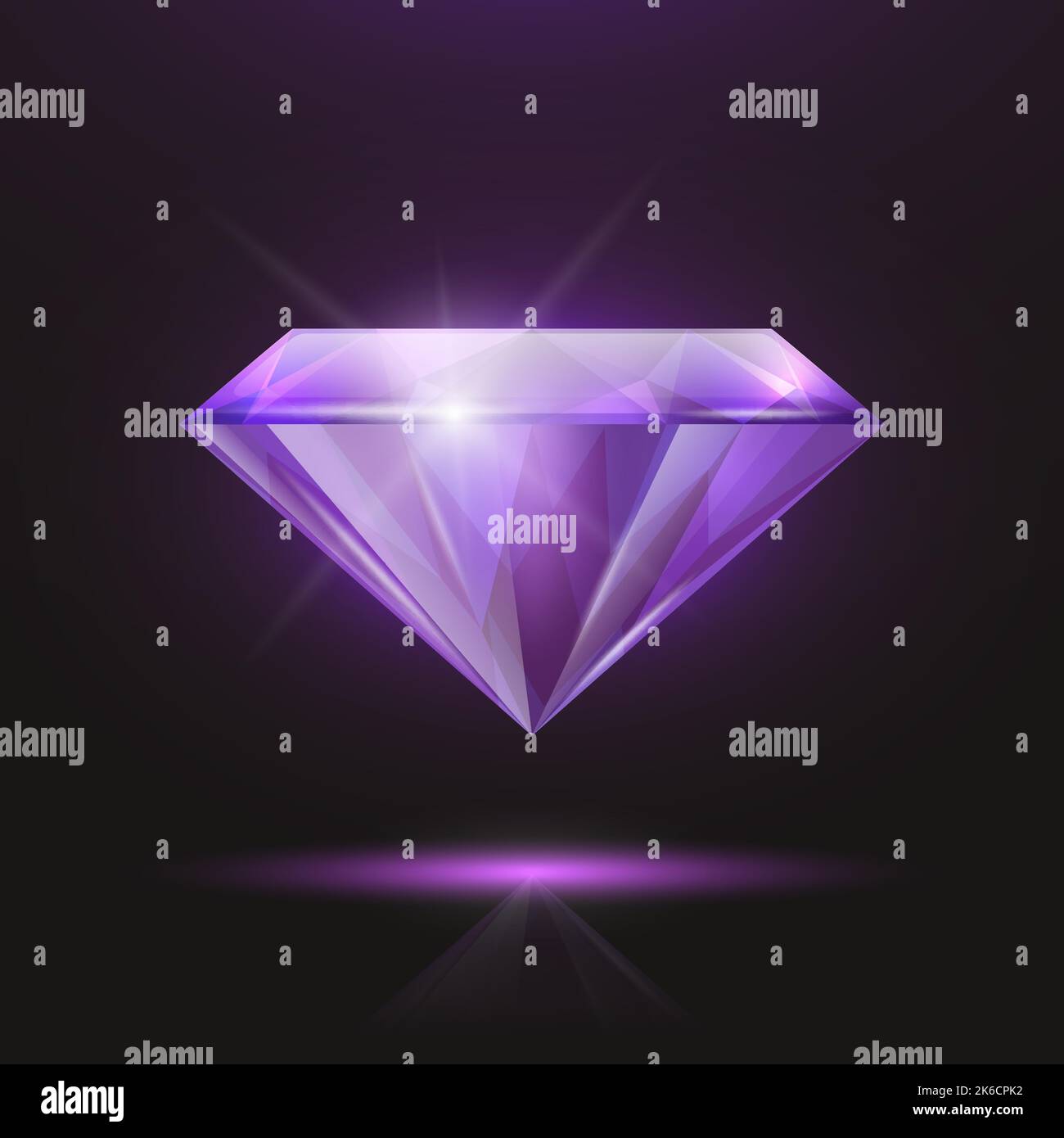 Vector 3d Realistic Purple Transparent Triangle Glowing Gemstone ...