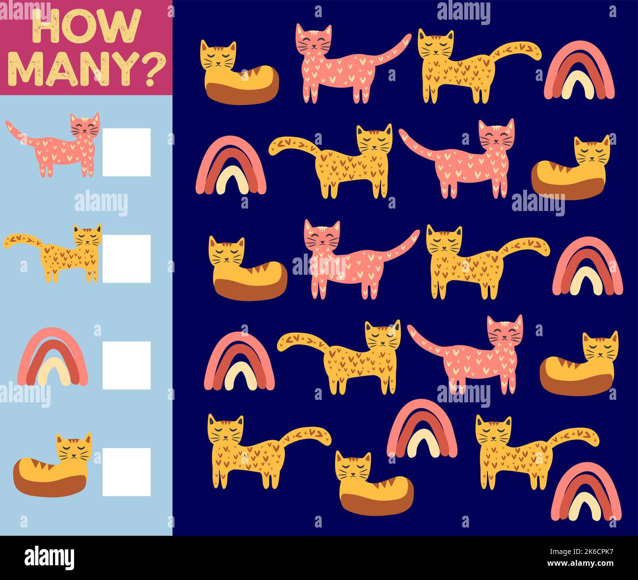 How many Cat, game for children. How many are they game. Count the Cats ...