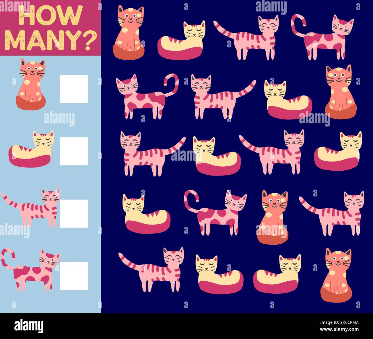 How many Cat, game for children. How many are they game. Count the Cats ...