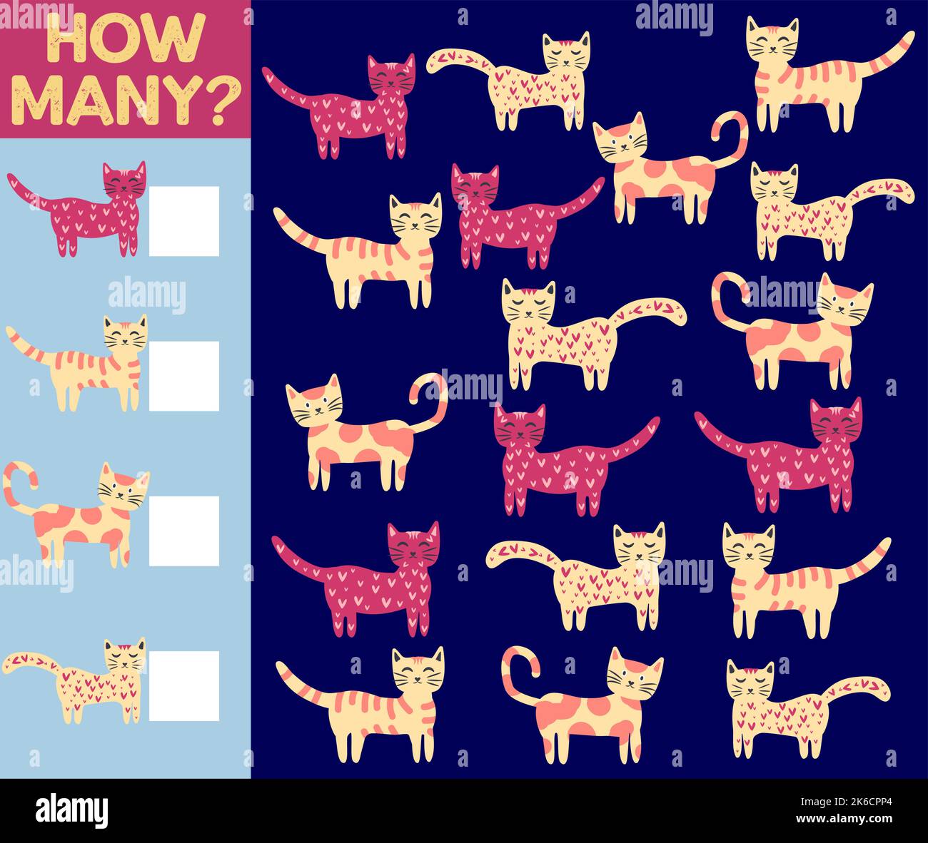 How many Cat, game for children. How many are they game. Count the Cats ...