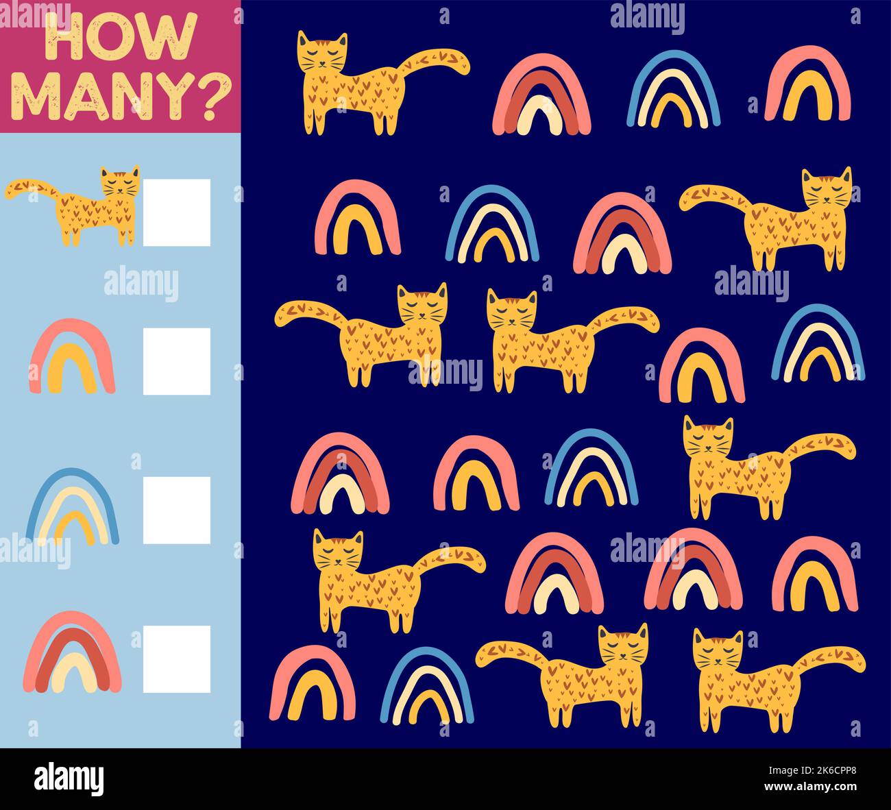 How many Cat, game for children. How many are they game. Count the Cats ...