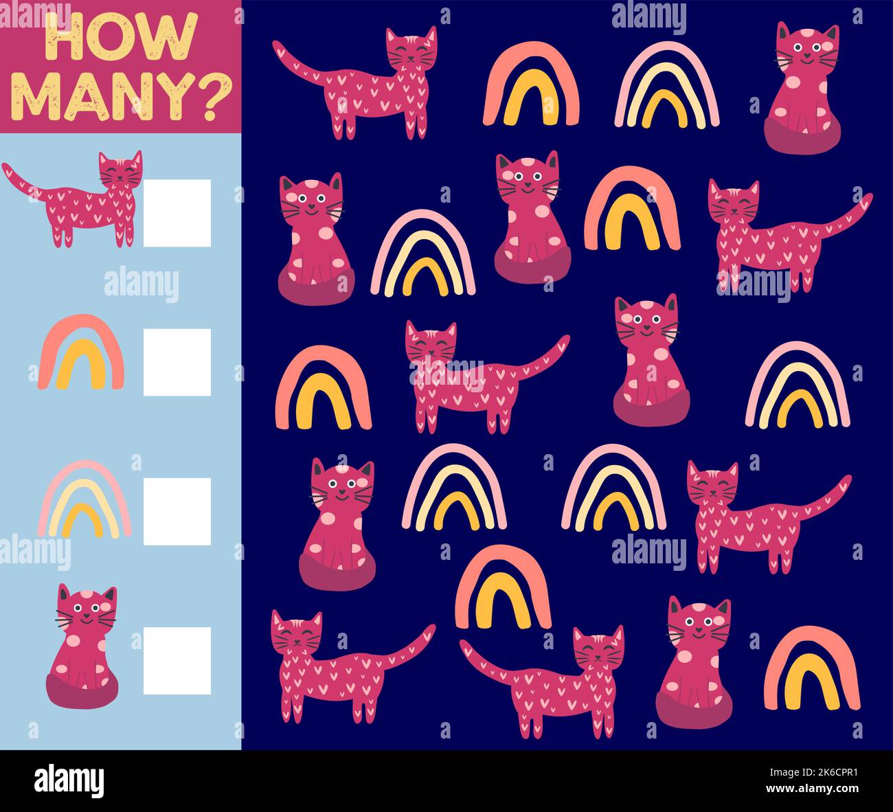 How many Cat, game for children. How many are they game. Count the Cats ...