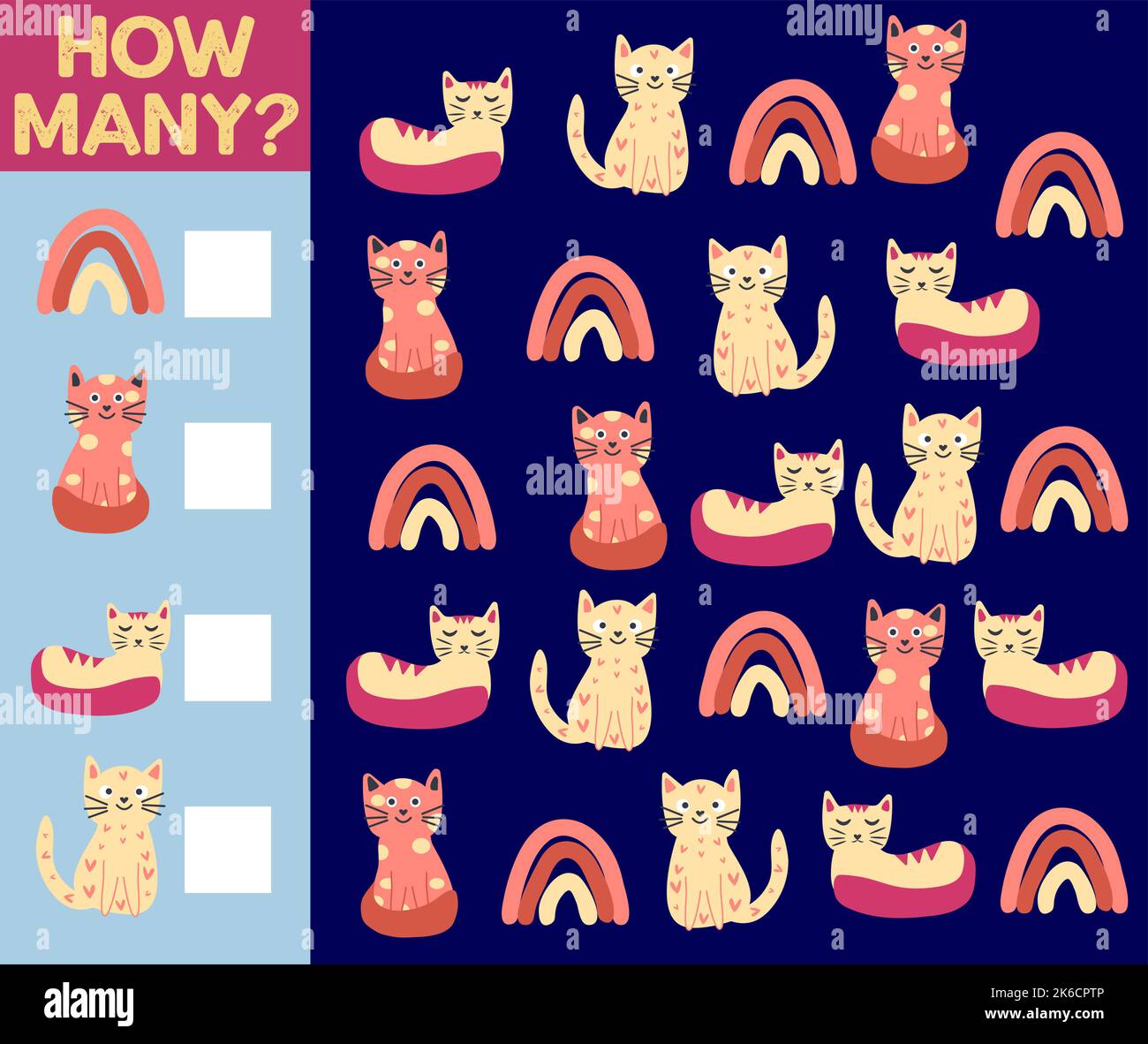 How many Cat, game for children. How many are they game. Count the Cats ...