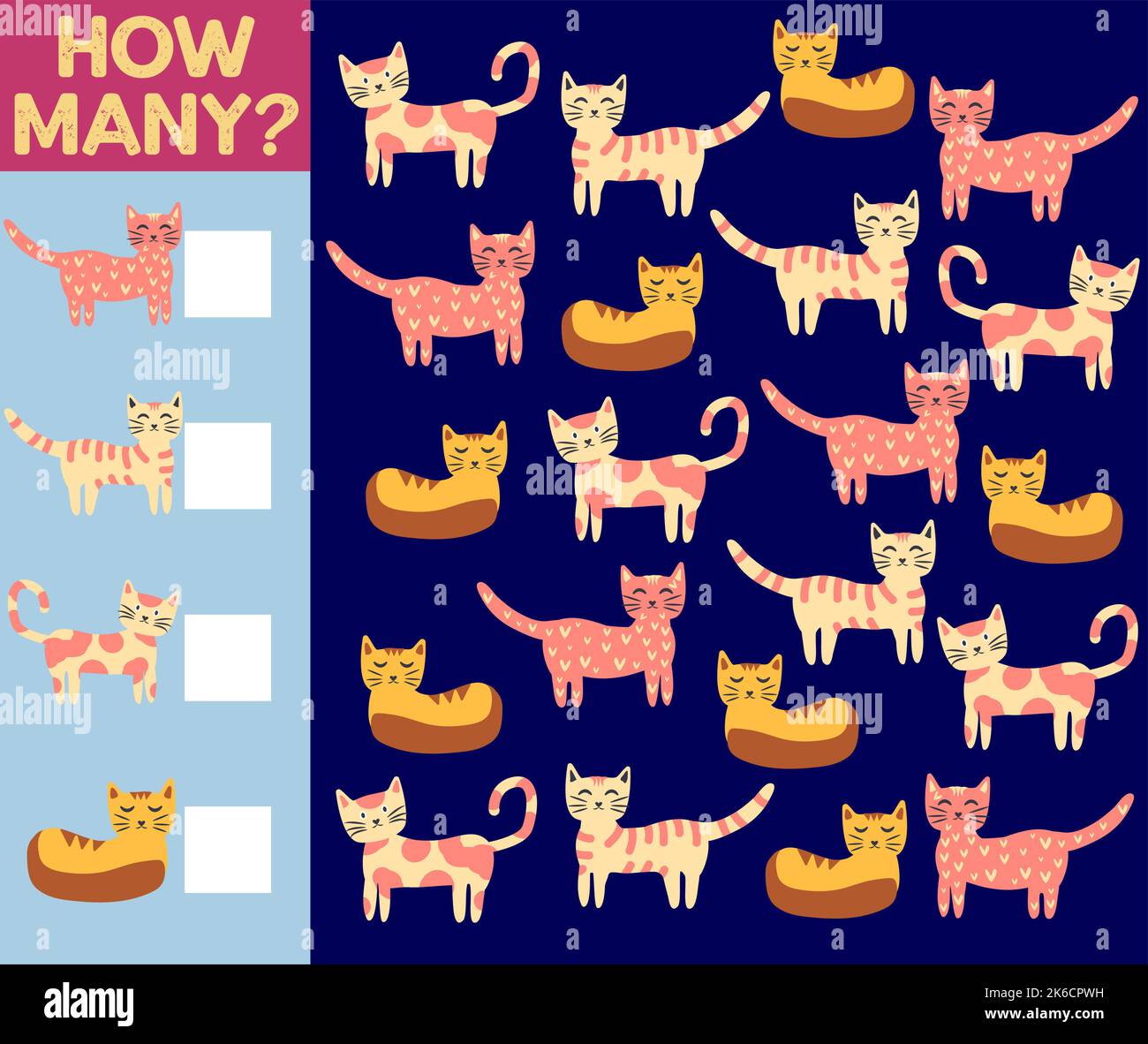 How many Cat, game for children. How many are they game. Count the Cats ...