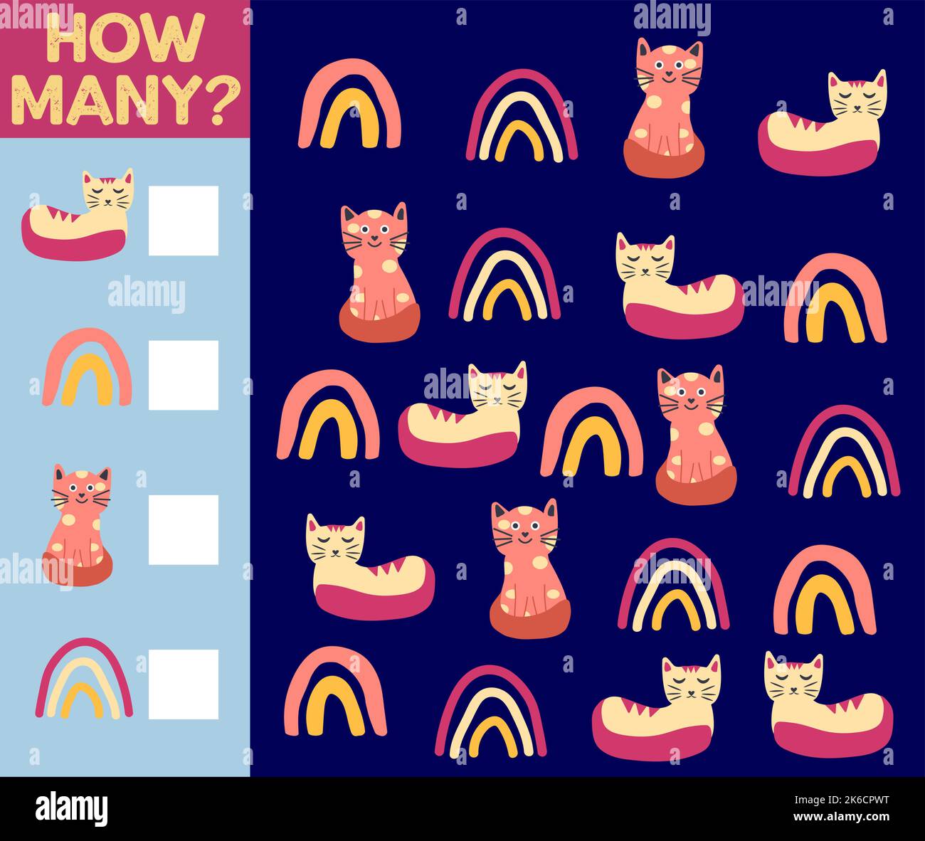 How many Cat, game for children. How many are they game. Count the Cats ...