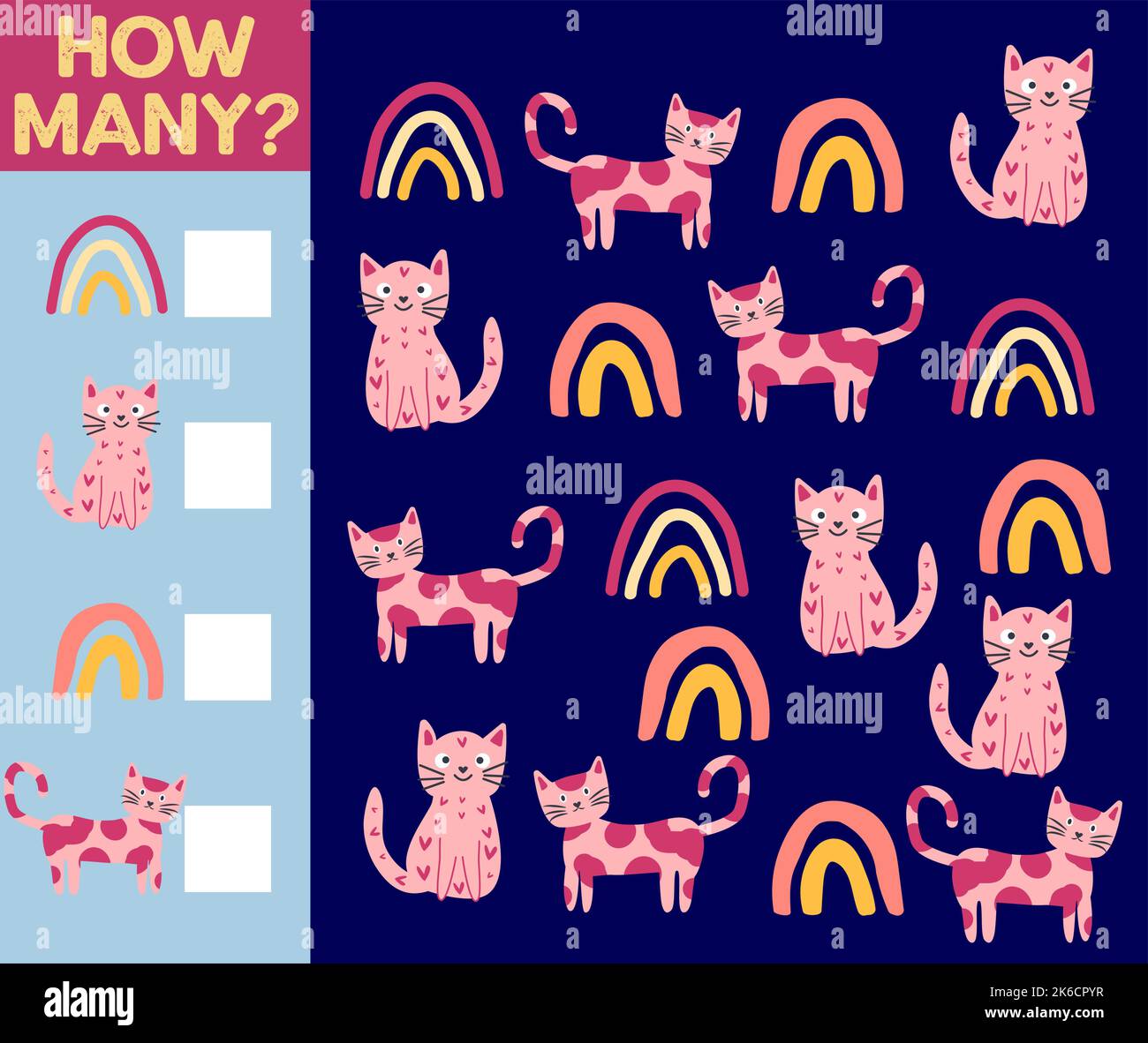 How many Cat, game for children. How many are they game. Count the Cats ...