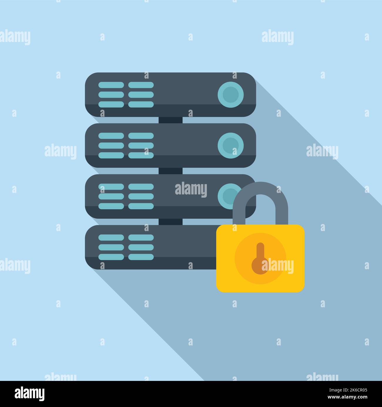 Locked data server icon flat vector. Platform system. Human access ...