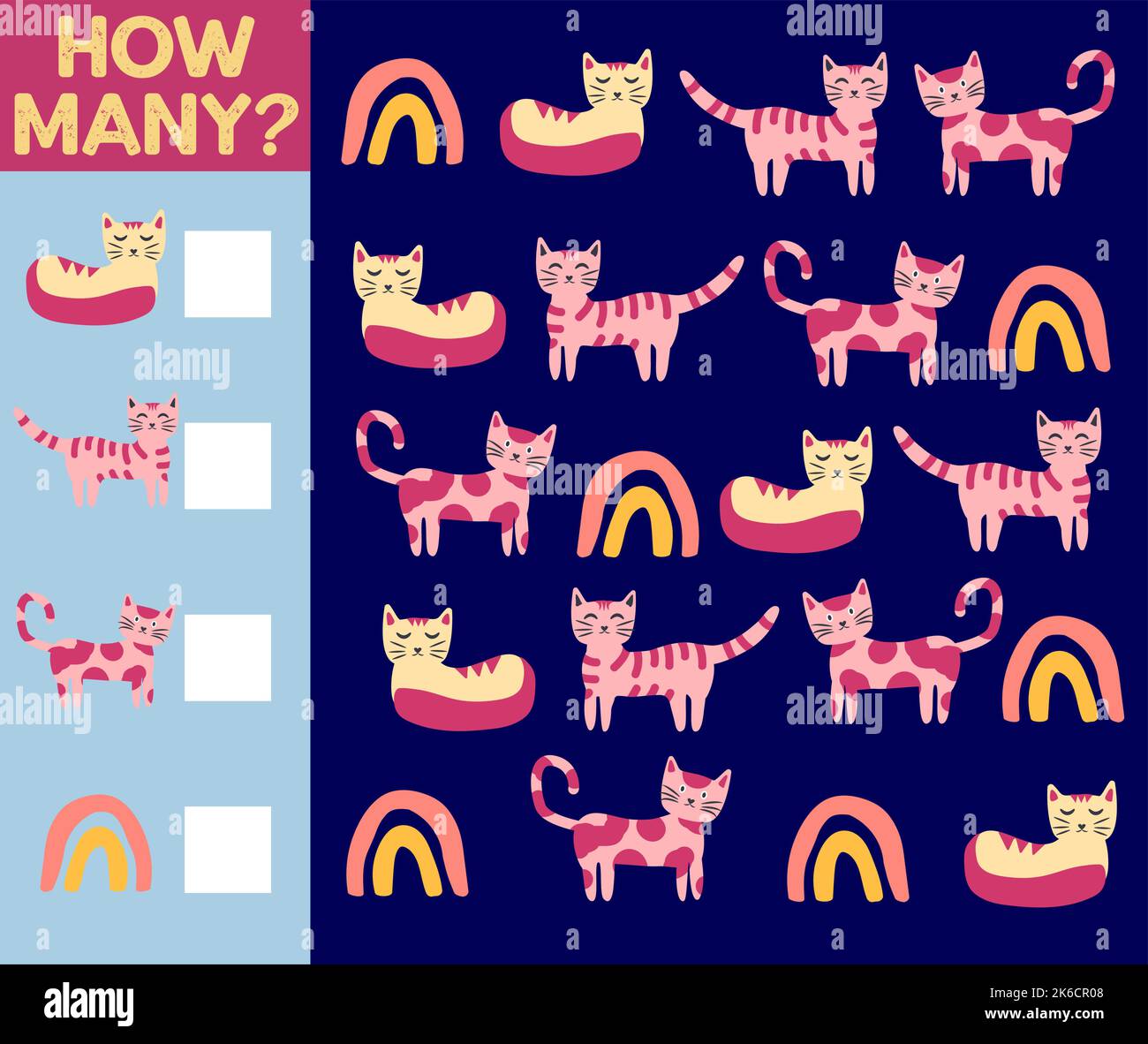 How many Cat, game for children. How many are they game. Count the Cats ...