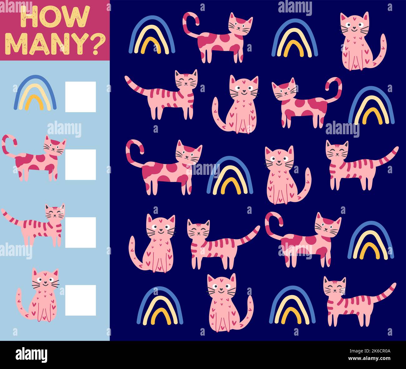 How many Cat, game for children. How many are they game. Count the Cats ...