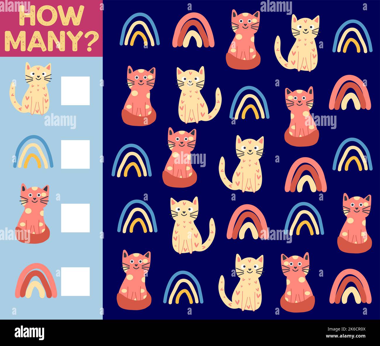 How many Cat, game for children. How many are they game. Count the Cats ...