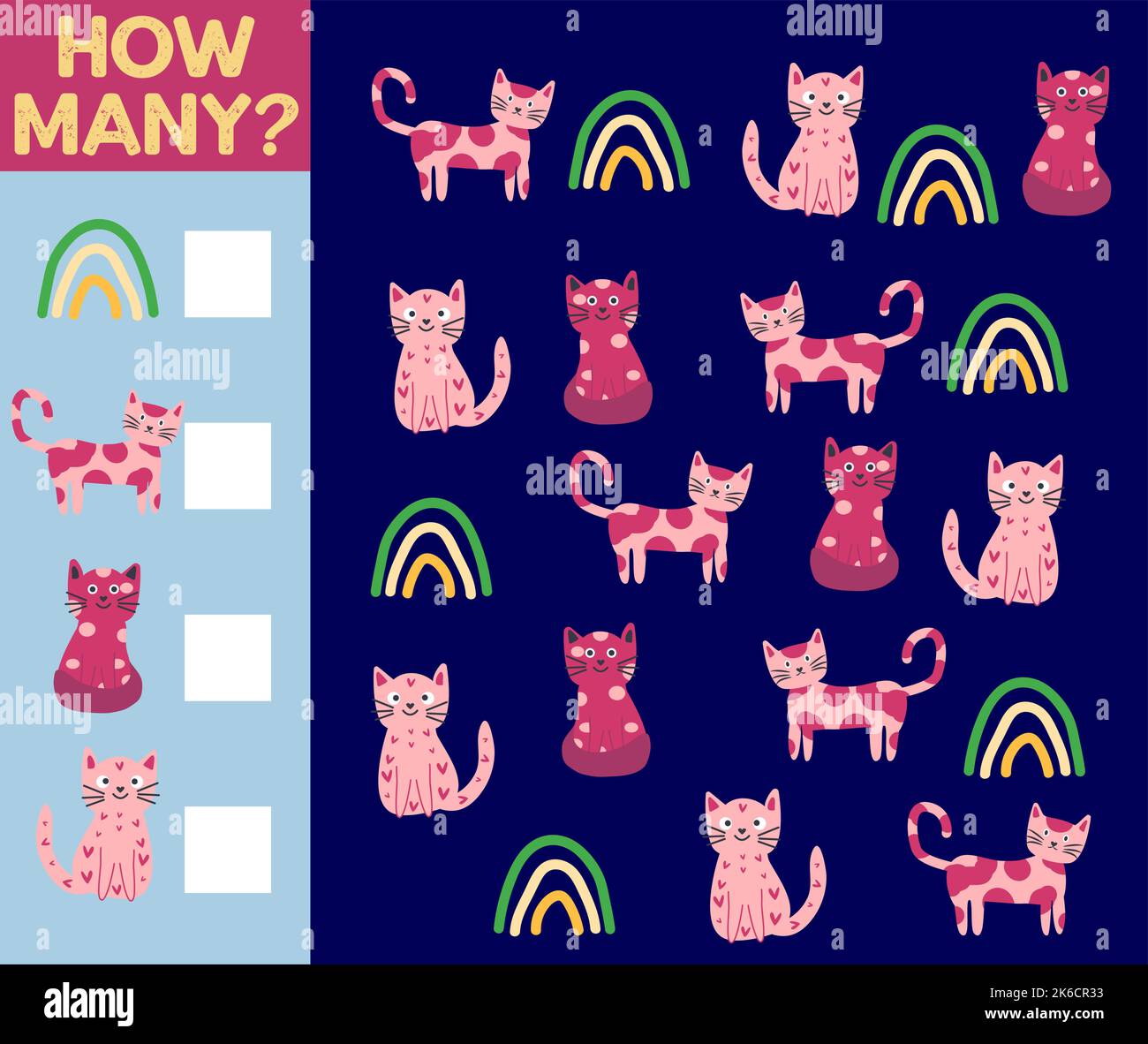 How many Cat, game for children. How many are they game. Count the Cats ...