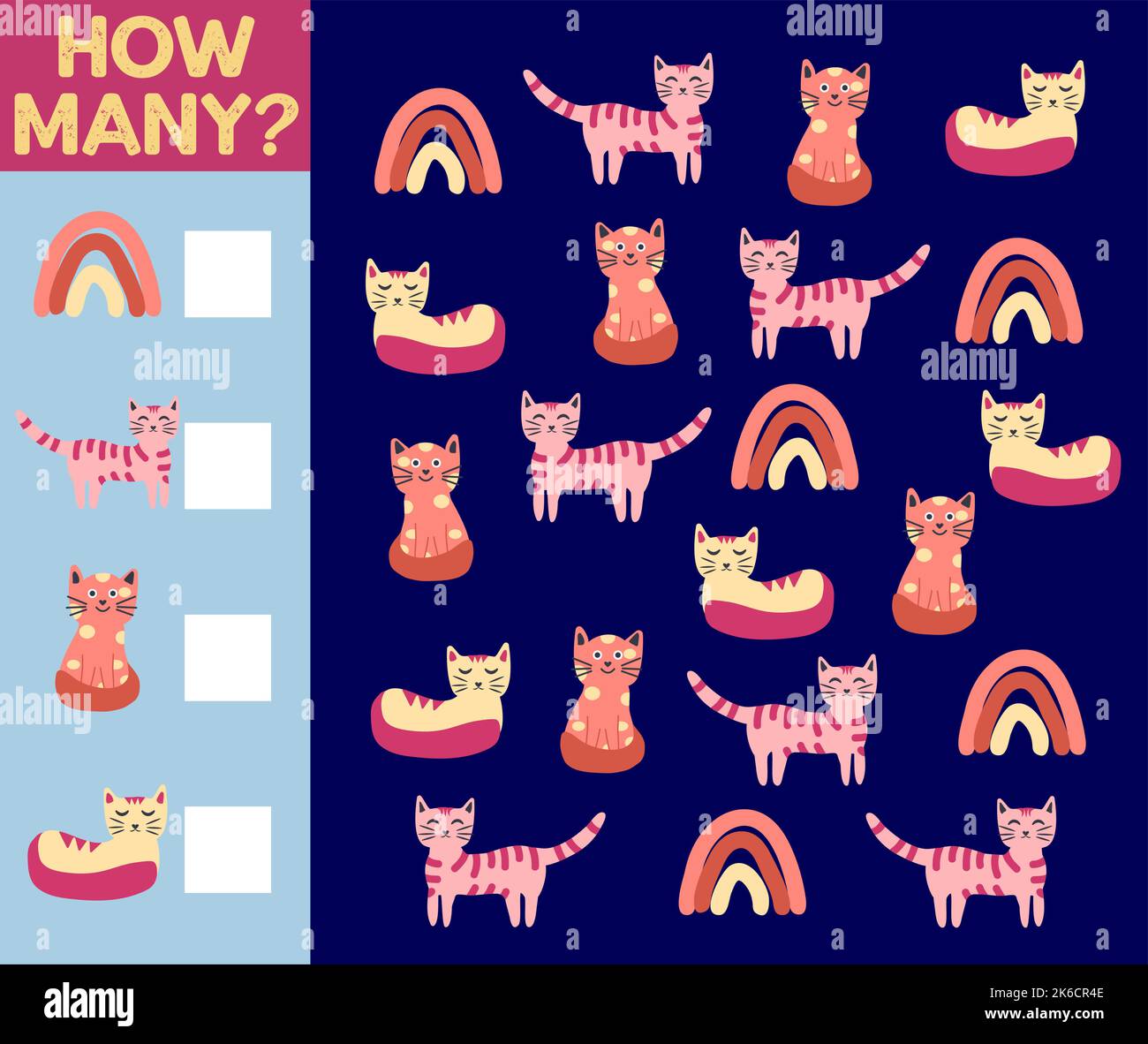How many Cat, game for children. How many are they game. Count the Cats ...