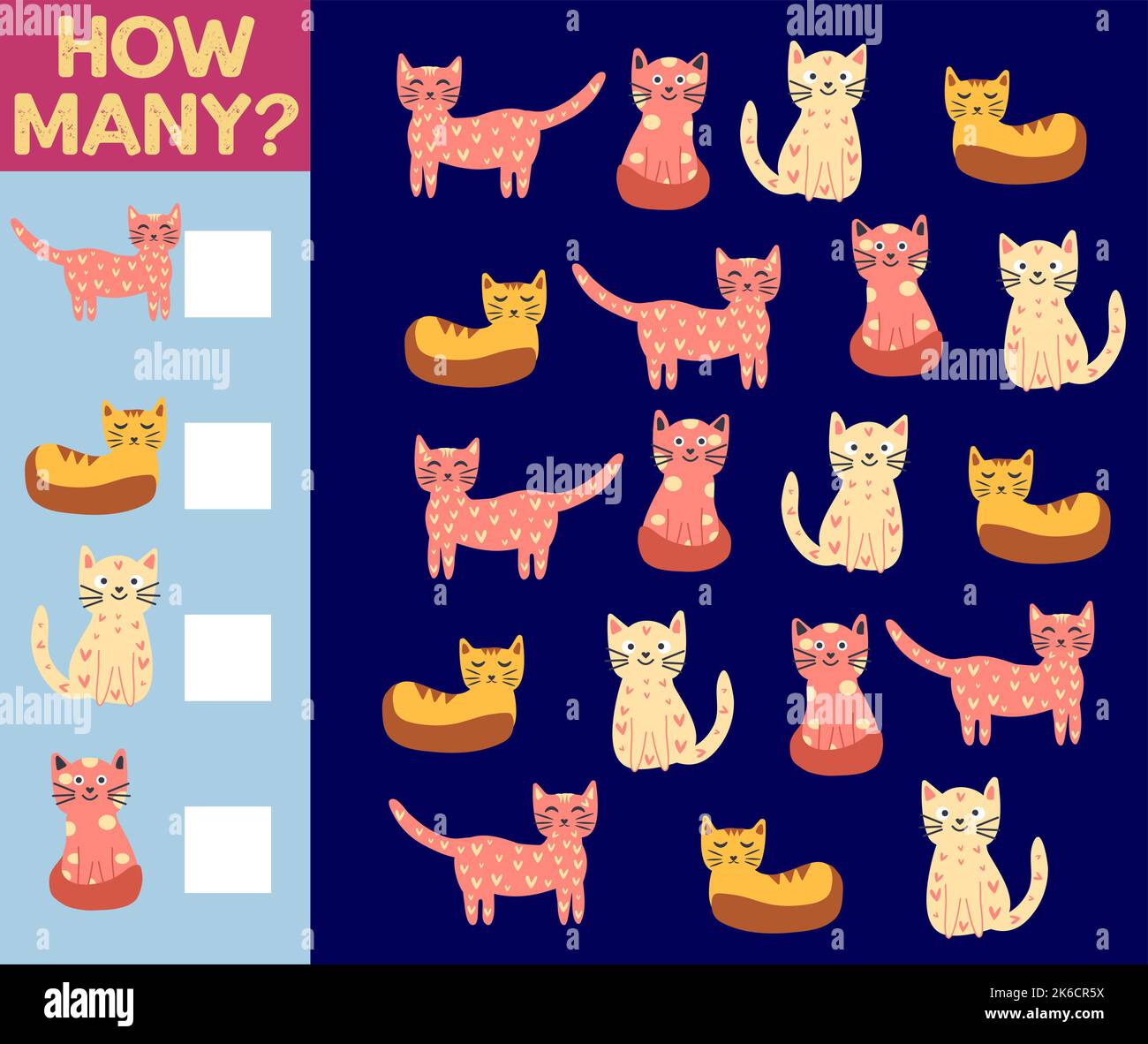 How many Cat, game for children. How many are they game. Count the Cats ...