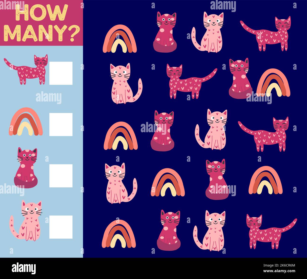 How many Cat, game for children. How many are they game. Count the Cats ...