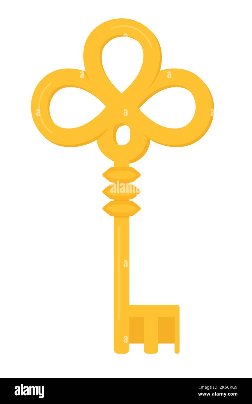 Vintage golden key - modern flat design style single isolated image ...