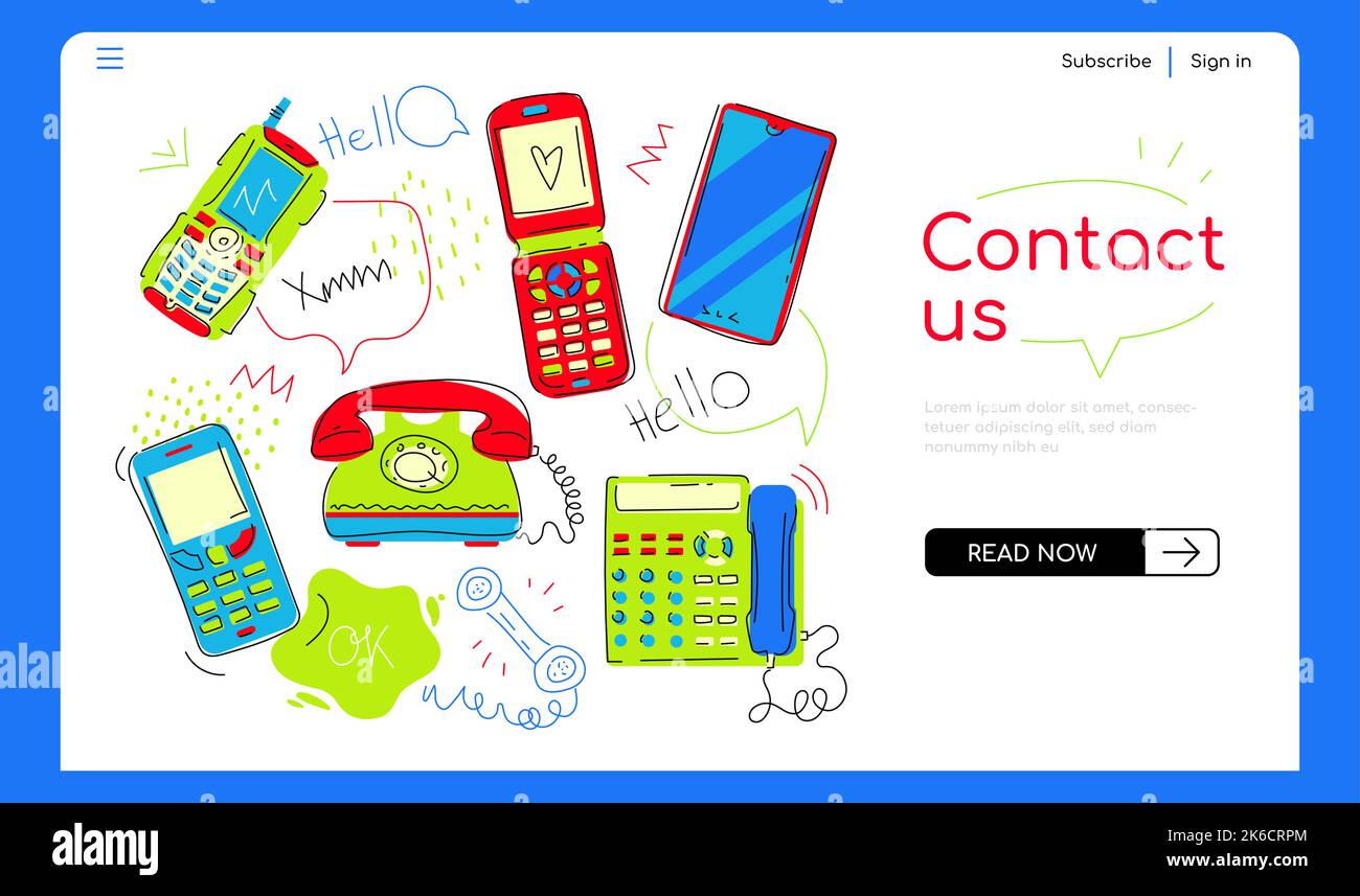 Contact us - modern colorful flat design style web banner Stock Vector Image & Art - Alamy