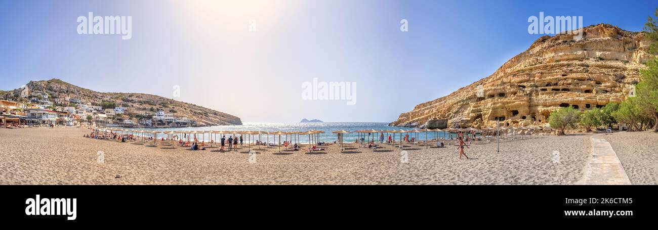 Village Matala, Island Crete, Greece Stock Photo - Alamy