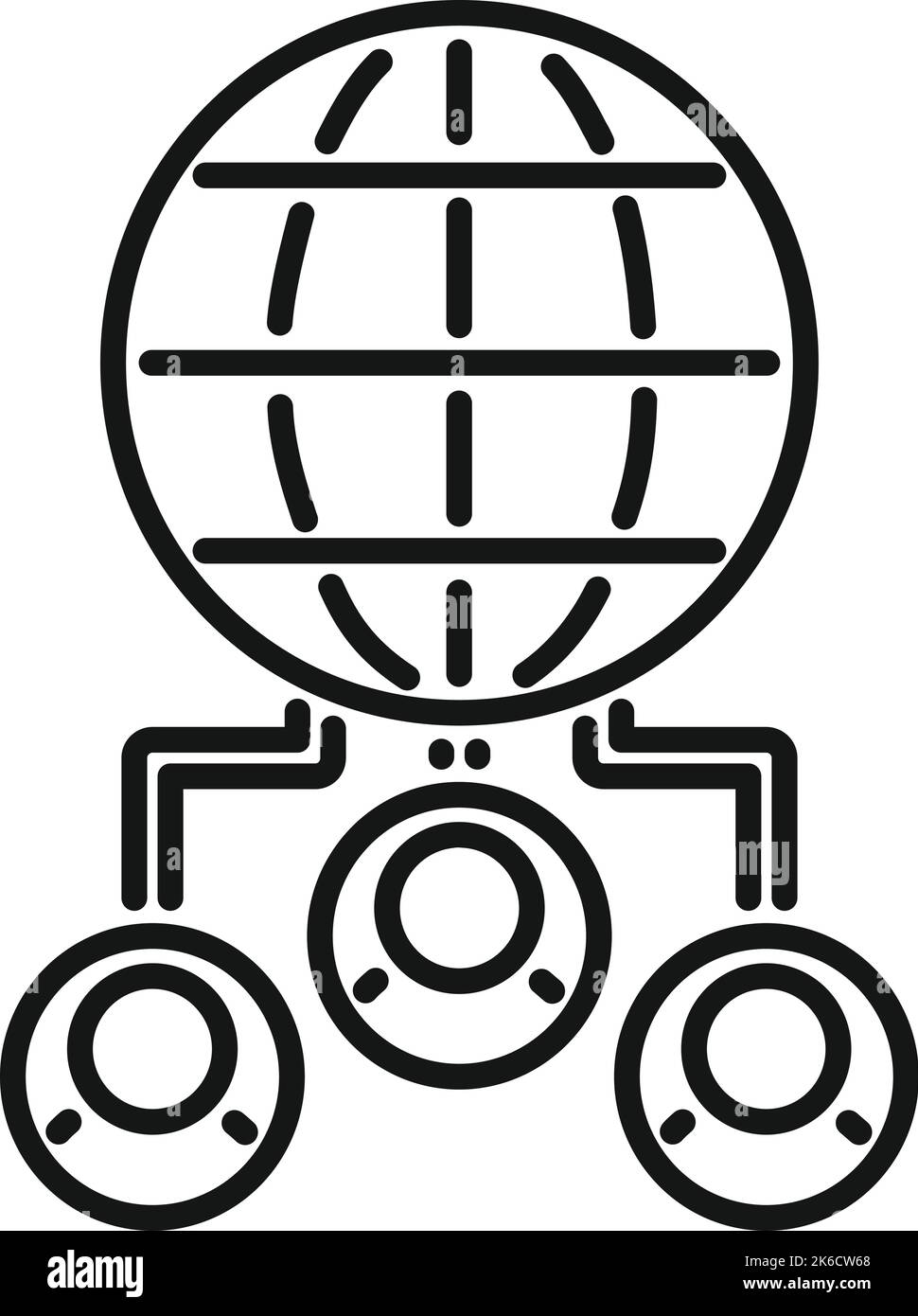 Global customer database icon outline vector. Crm data. Platform system ...