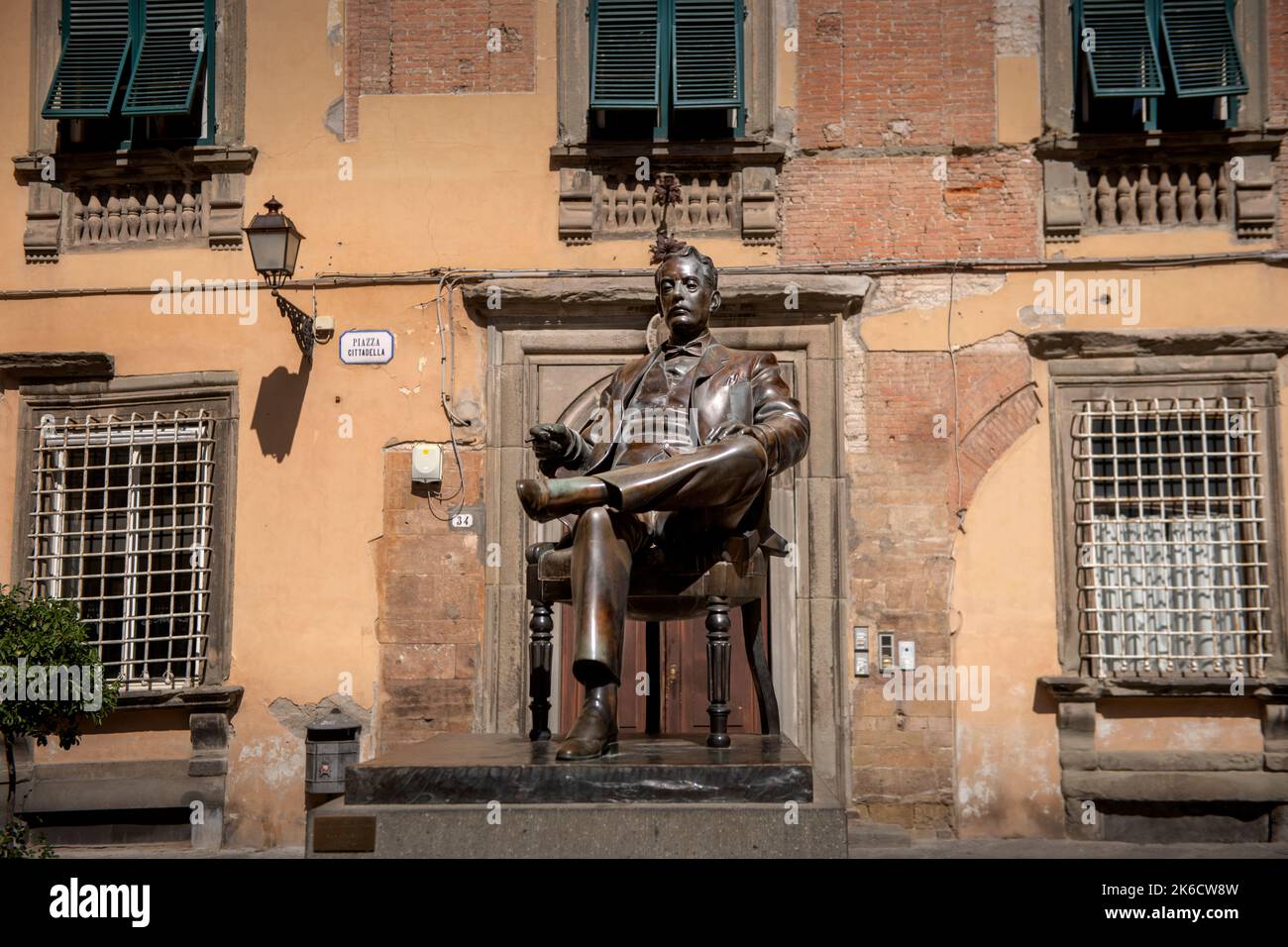 Lucca Statue of Giacomo Puccini Tuscany Italy September 2022 Lucca is a ...