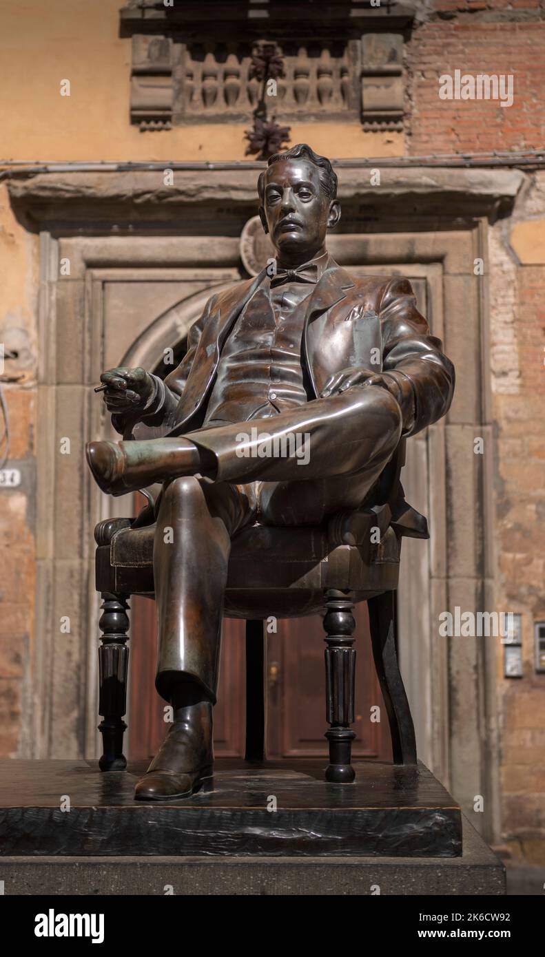Lucca Statue of Giacomo Puccini Tuscany Italy September 2022 Lucca is a ...