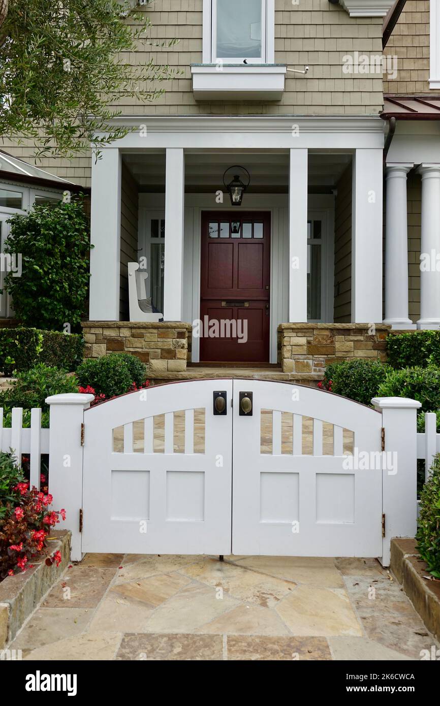 traditional craftsman cottage with gated garden Stock Photo - Alamy