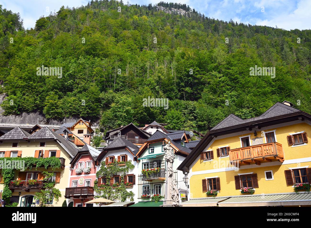 Old colorful houses in Hallstatt village Austria Stock Photo - Alamy