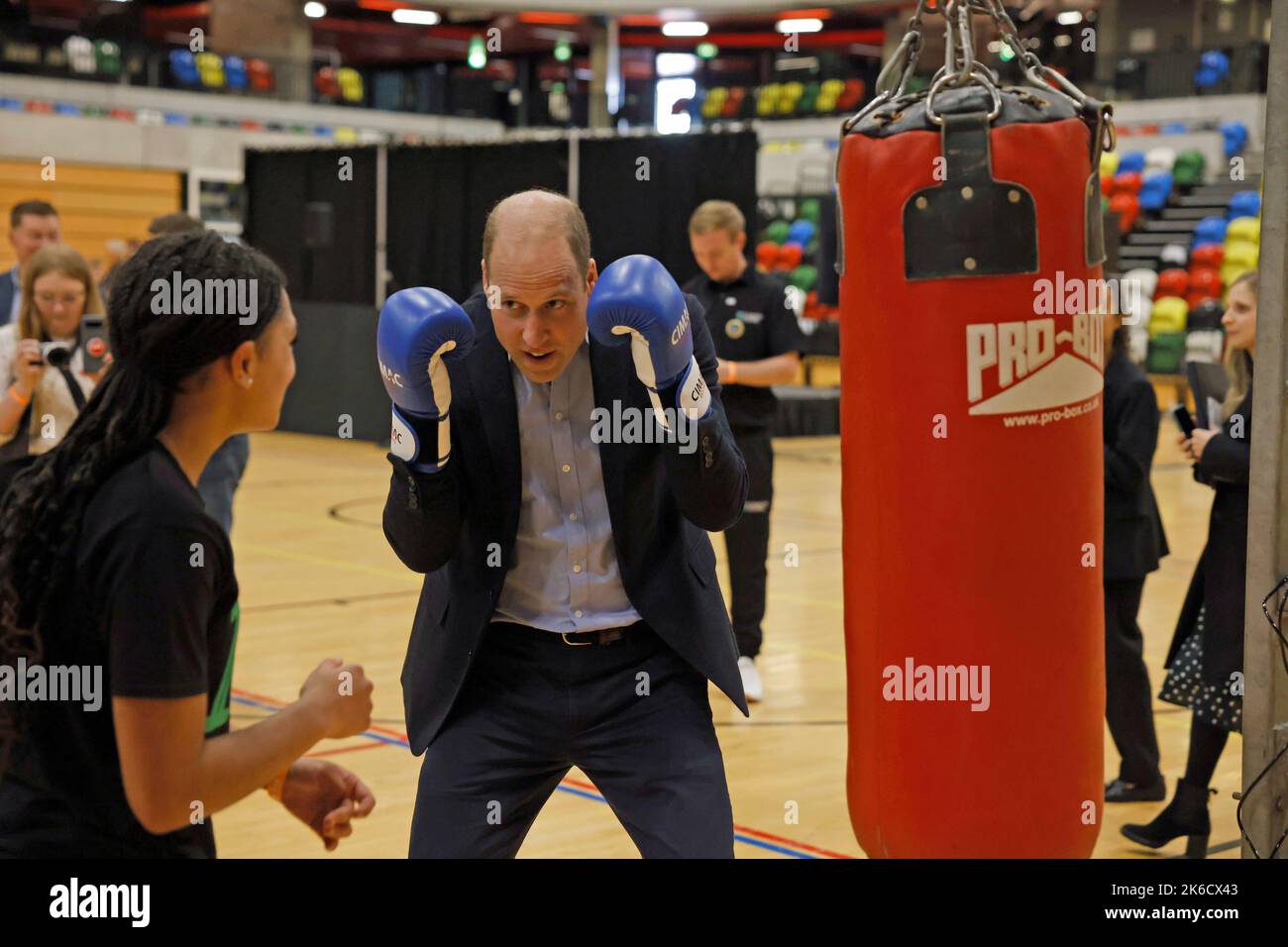 The Prince of Wales boxing during a visit the Copper Box Arena in the ...