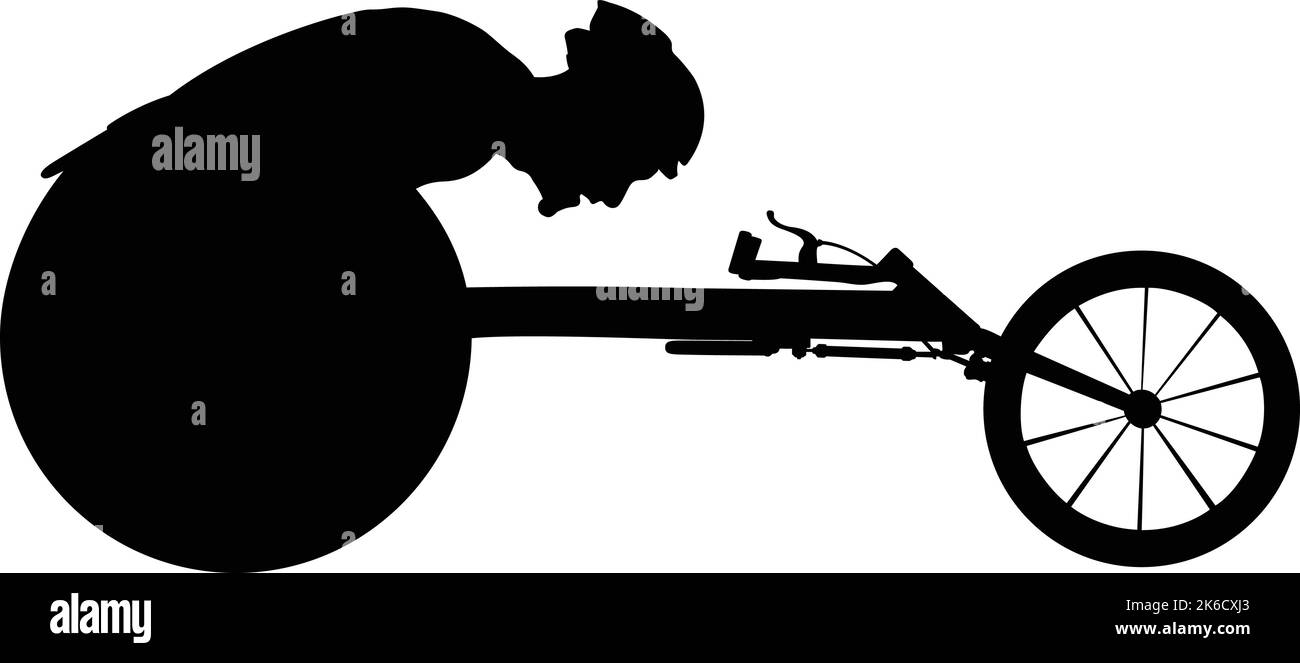 disabled athlete in racing wheelchair black silhouette Stock Vector ...
