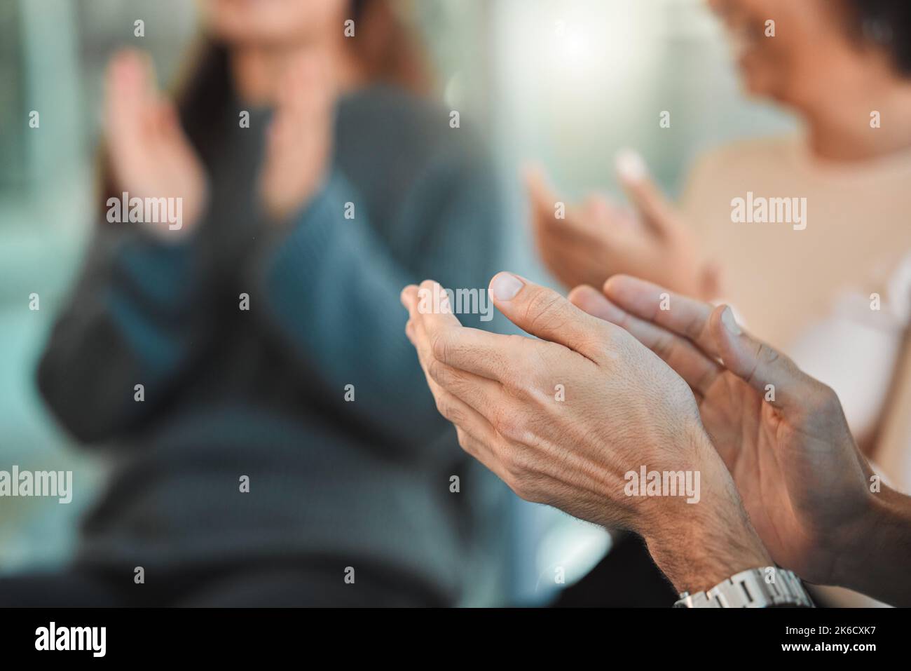 Getting help is the first step to freedom. people clapping hands during ...