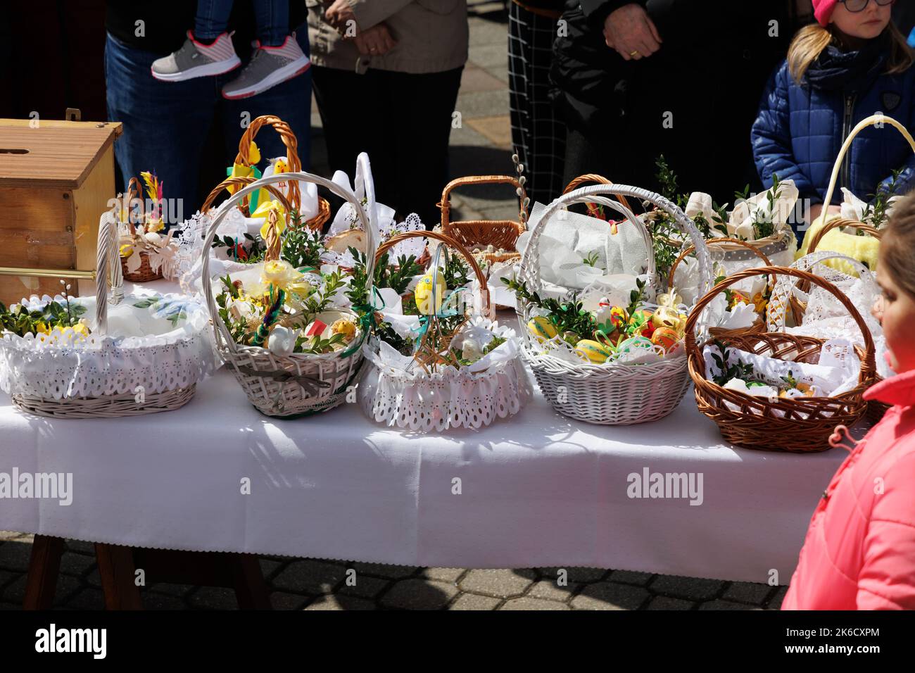 Traditional blessing of the Easter baskets called Swieconka in church ...