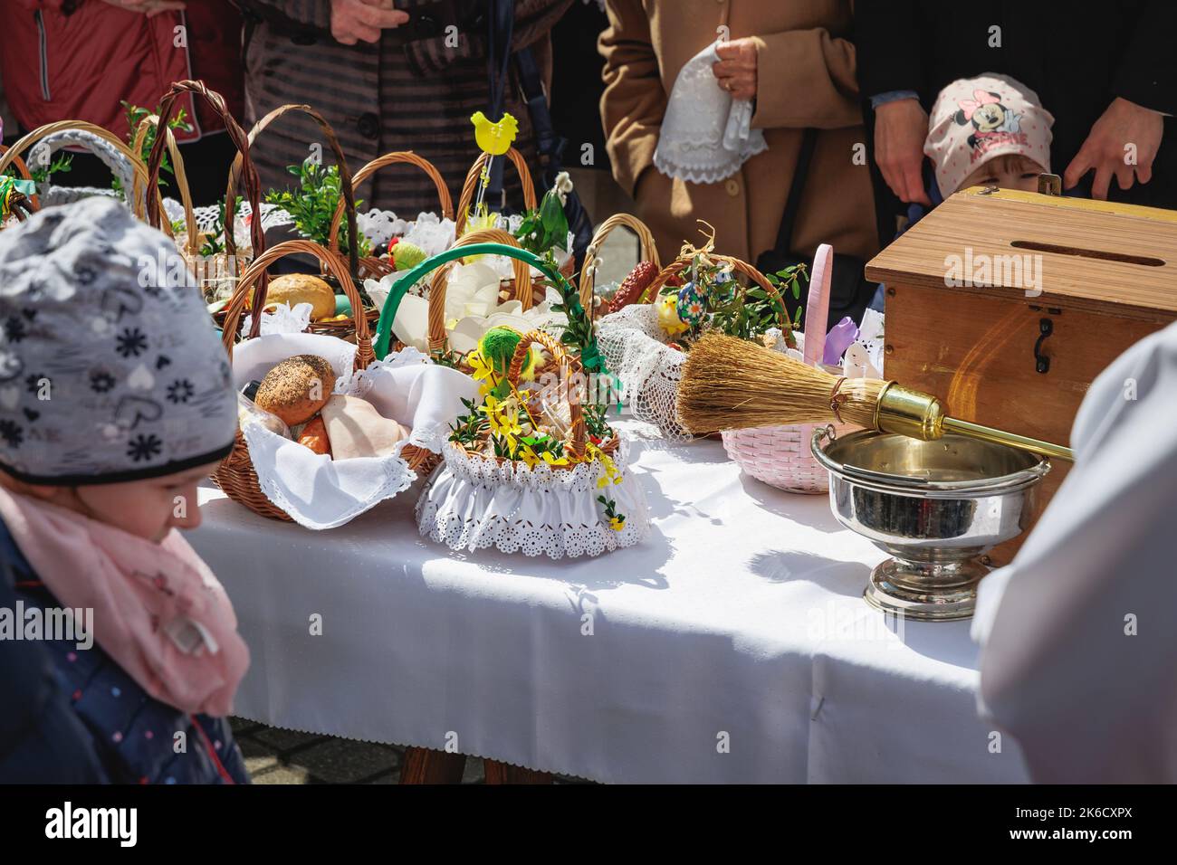 Traditional blessing of the Easter baskets called Swieconka in church ...