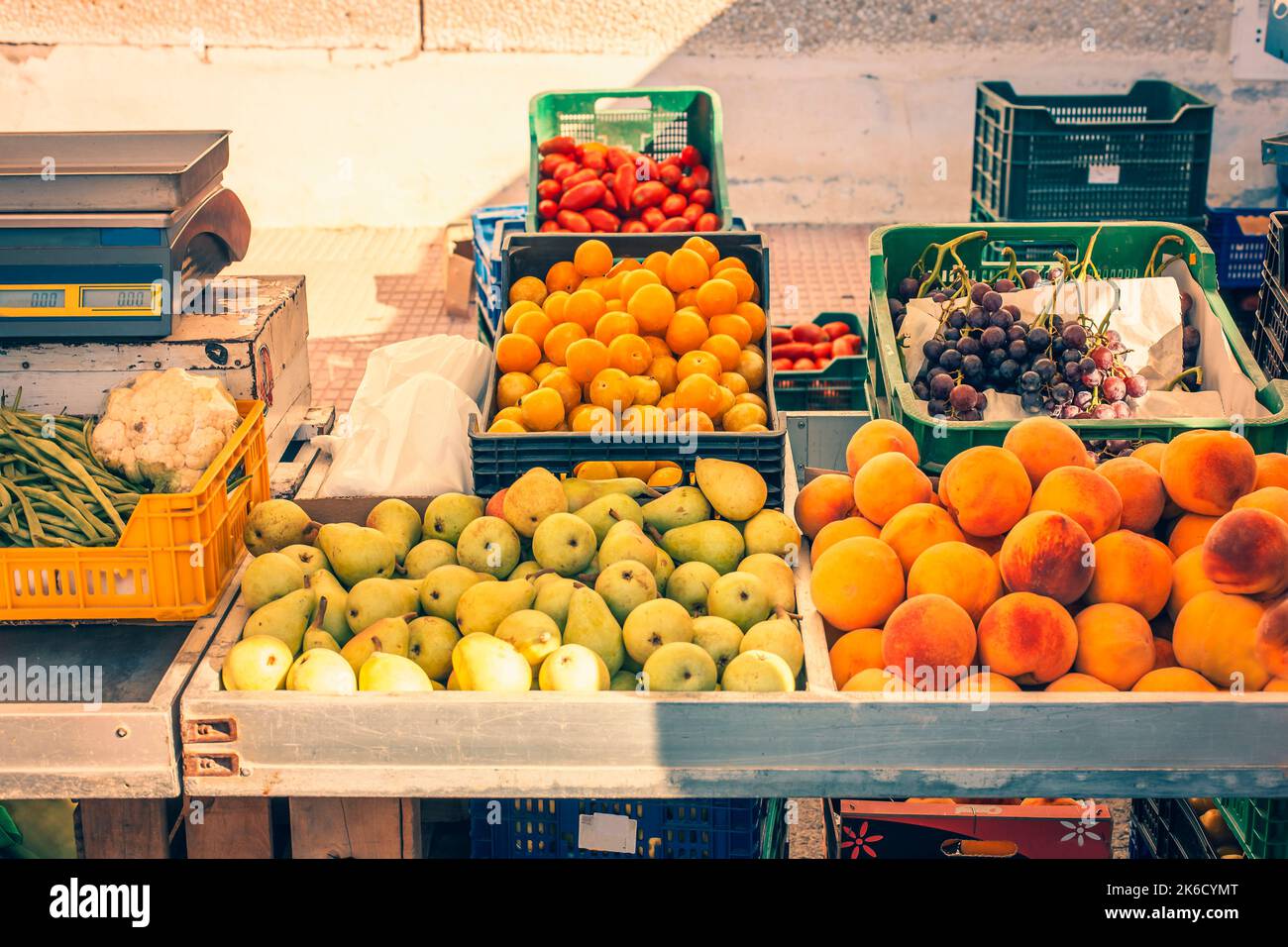 fruit stall in a street market Stock Photo - Alamy