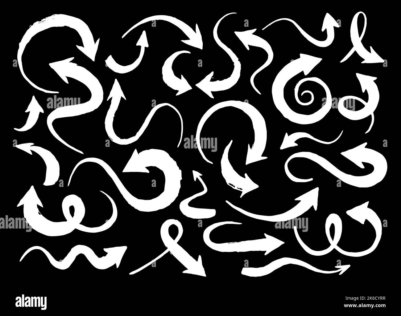 Hand drawn set of different arrows, in various shapes and forms painted ...