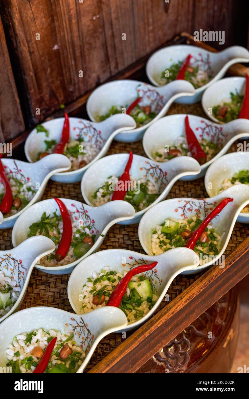 Delicious traditional Guilin dishes, Guilin oil tea Stock Photo - Alamy