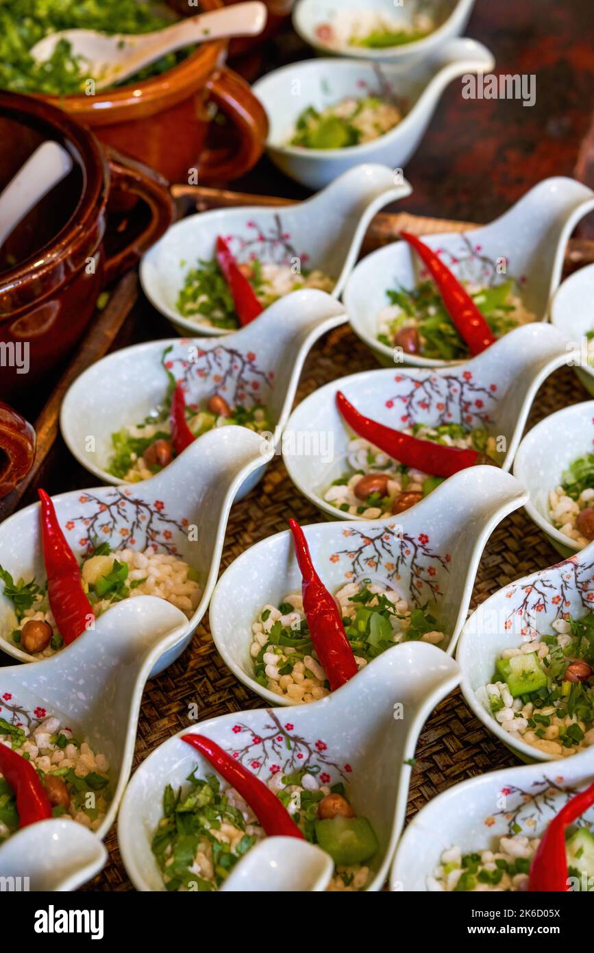 Delicious traditional Guilin dishes, Guilin oil tea Stock Photo - Alamy