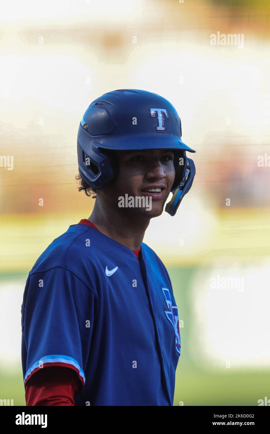 October 12, 2022: Rangers short stop Chandler Pollard #4 glances back ...