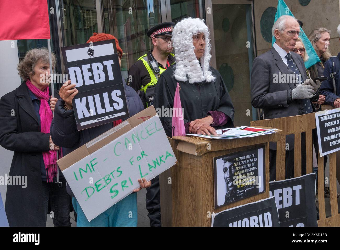 London, UK. 13 Oct 2022. The trial. Protesters at London's World Bank ...