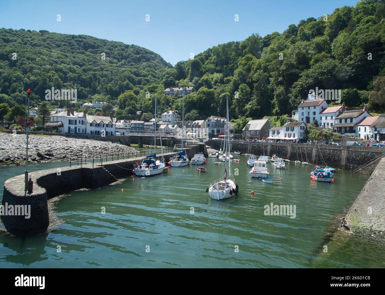 Boats in harbour at Lynmouth, North Devon Stock Photo - Alamy