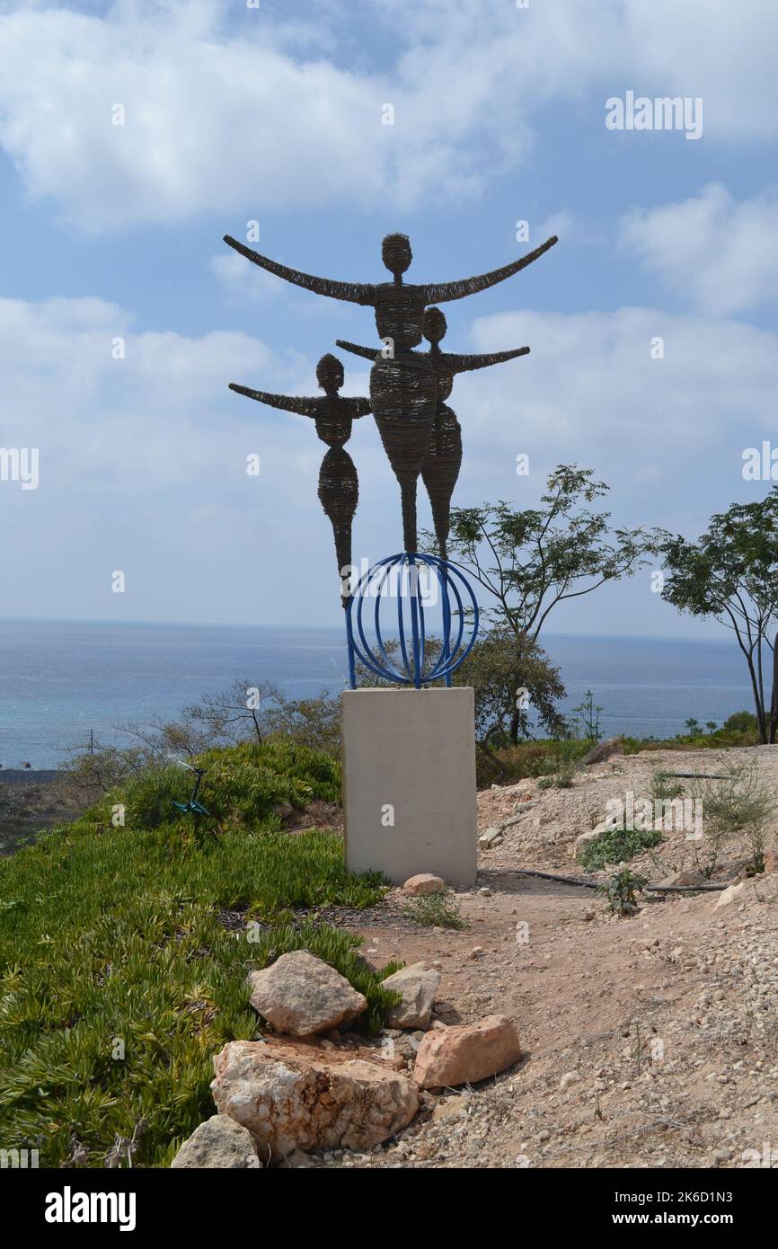 A vertical shot of a sculpture at the Ayia Napa International Sculpture ...