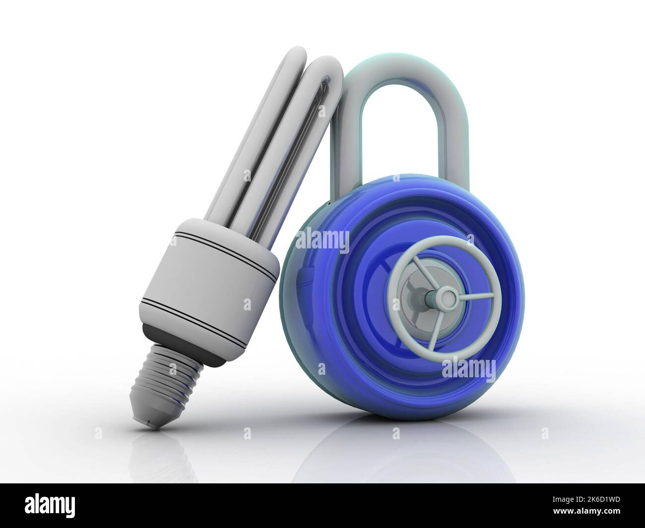 3d rendering fluorescent cfl lamp protection lock Stock Photo - Alamy
