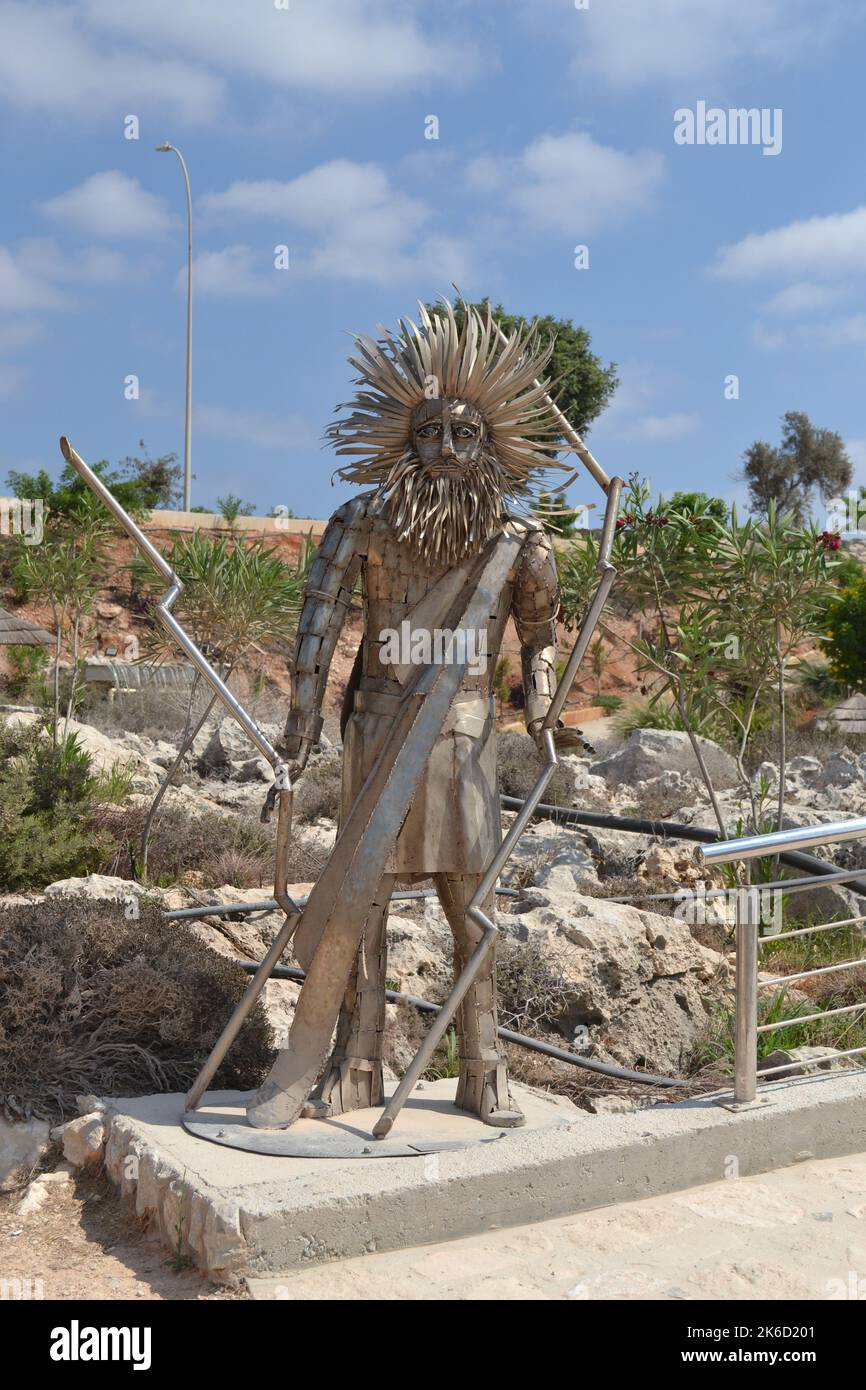 A vertical shot of a sculpture at the Ayia Napa International Sculpture ...