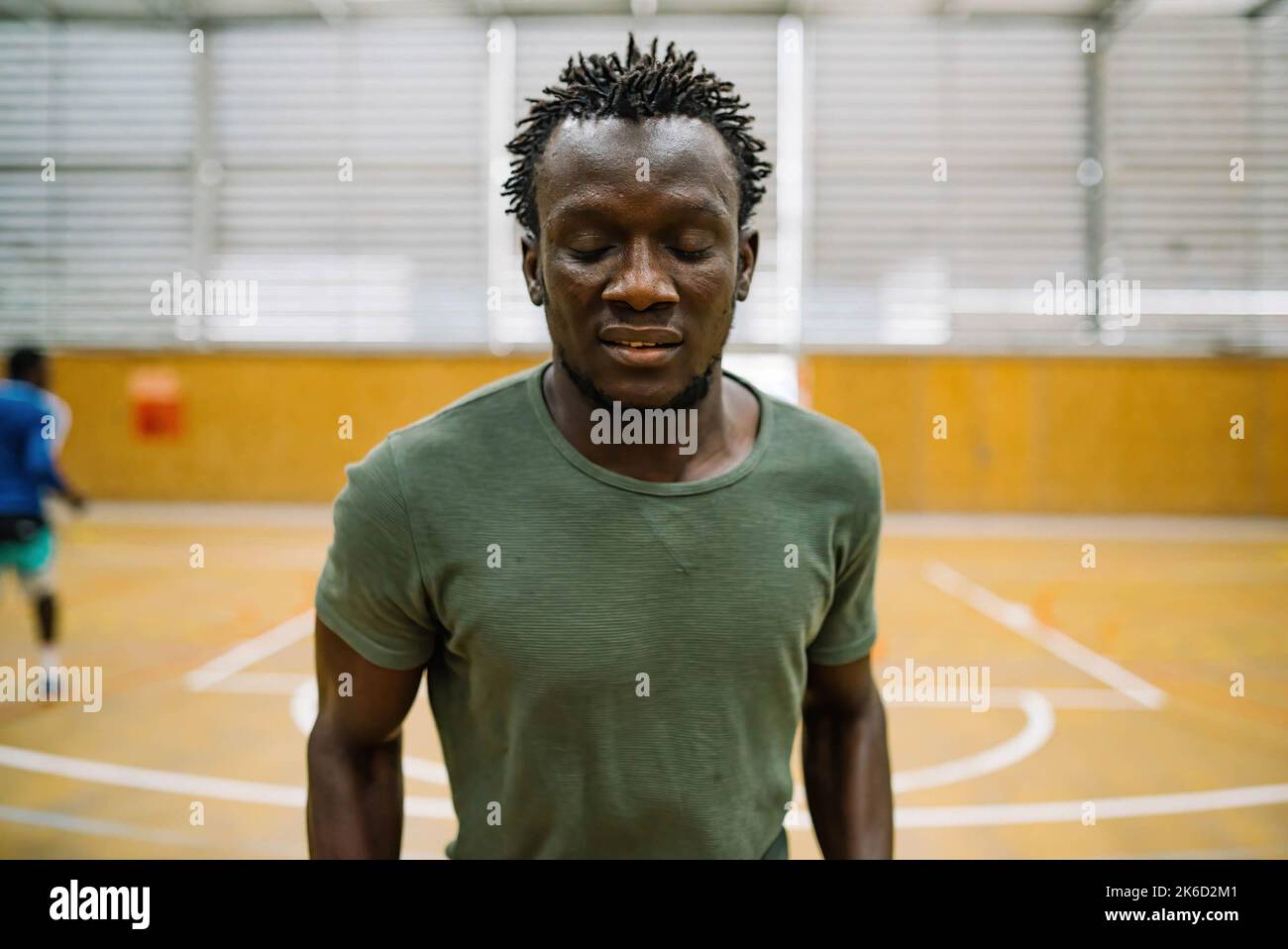 A player is seen during a training inside a gym. Street Soccer ...