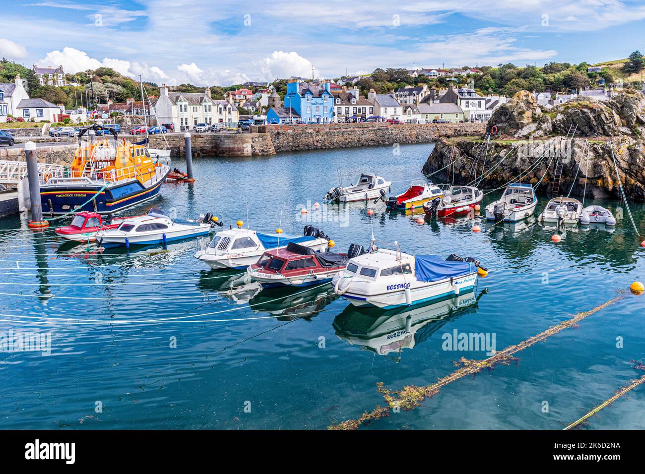 The harbour in the pretty seaside town of Portpatrick, Dumfries ...