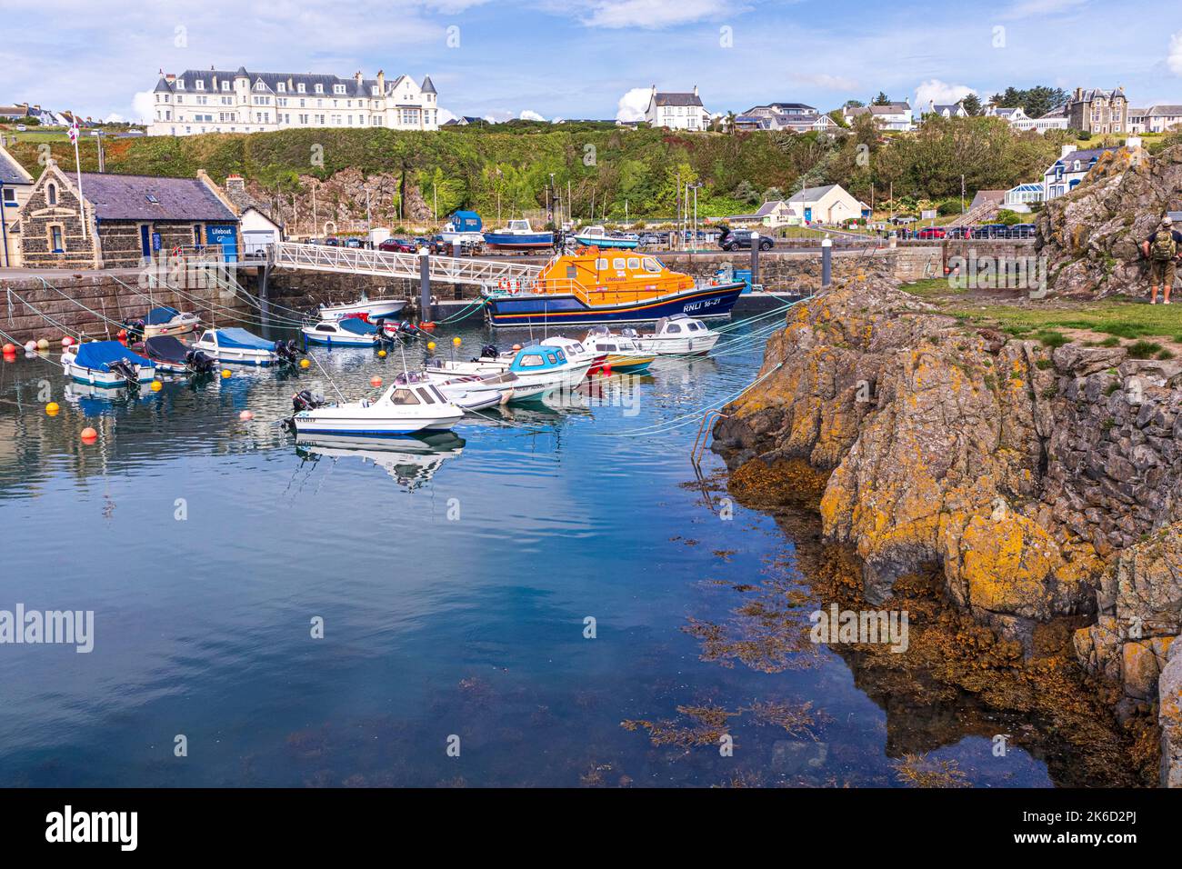 The harbour in the pretty seaside town of Portpatrick, Dumfries ...